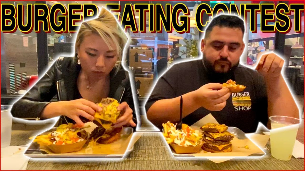 The Owner Challenged me to a Burger Eating Contest!!! Burger Shop in ...