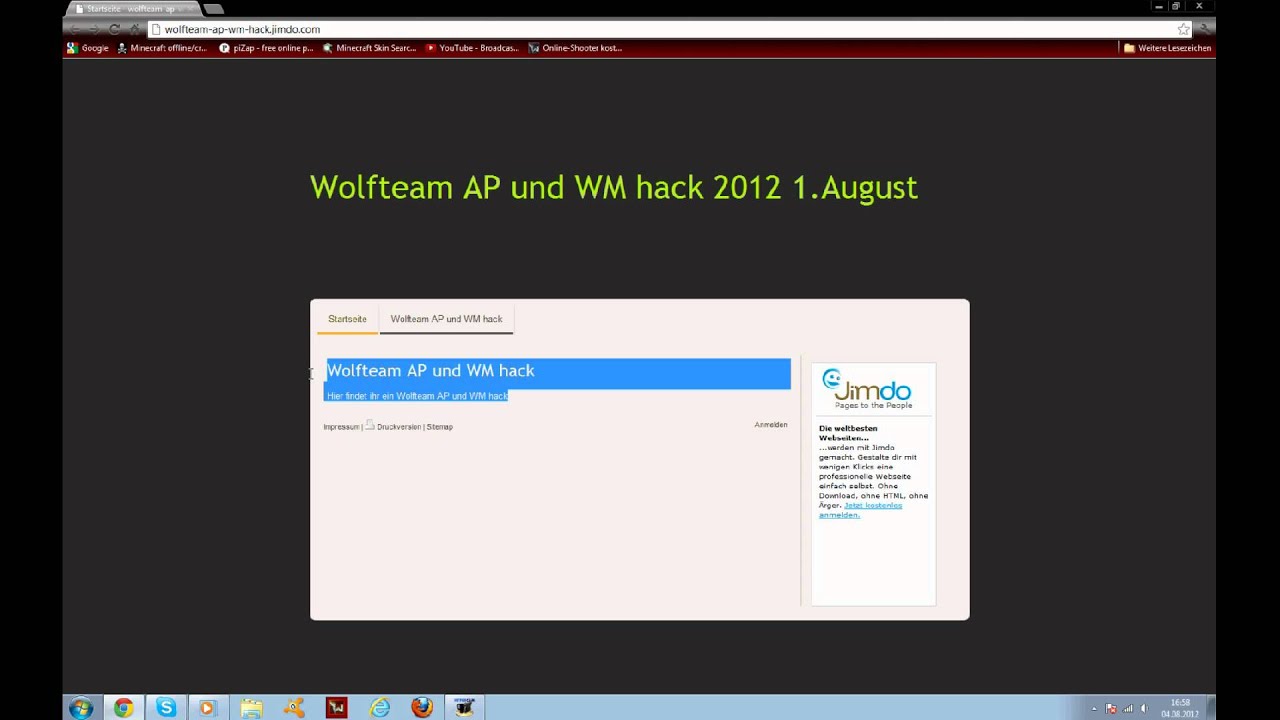 Wolfteam AP und WM hack 2012 1.August Neu mit Gold - YouTube
