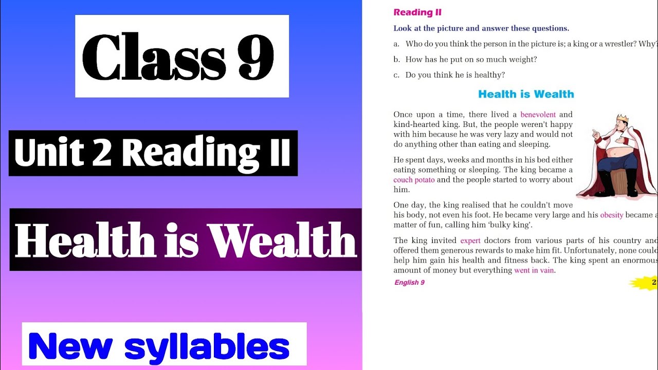 Class 9 English Unit 2 Reading II Health is Wealth All Excercise ...