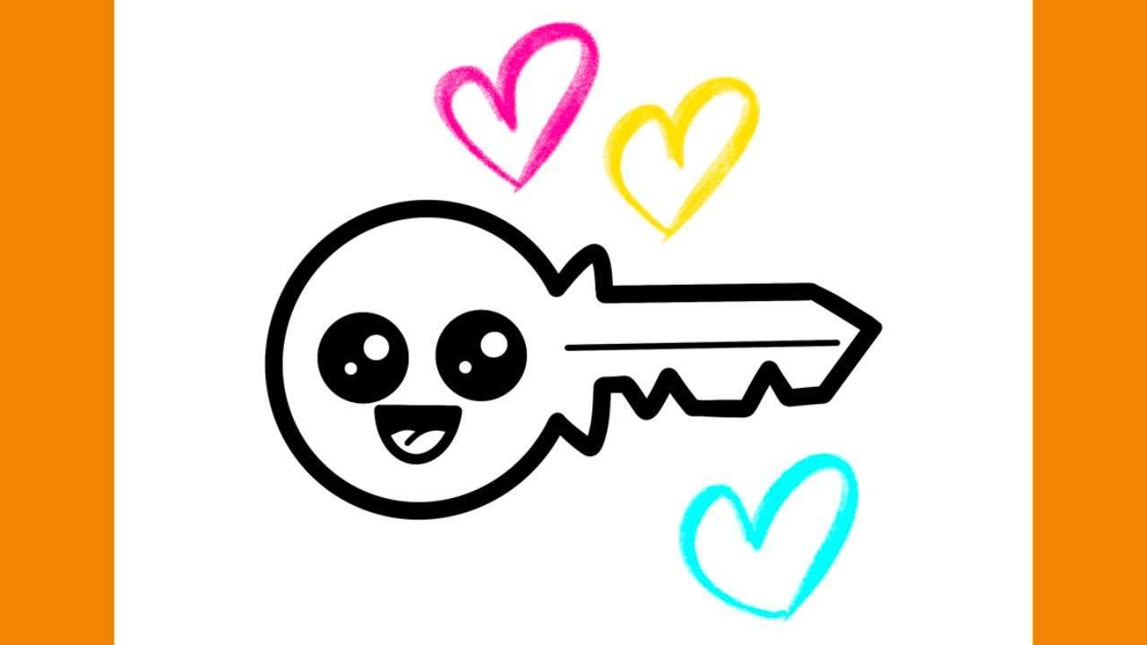 Cum se Deseneaza o Cheie Draguta usor Pas cu Pas | How to Draw Cute Key ...