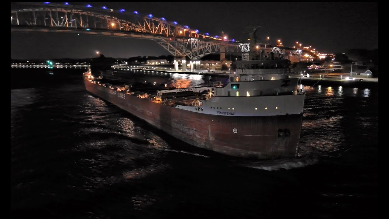 CSL FRONTENAC - Upbound At Night Port Huron, Michigan 10-15-2022 - YouTube
