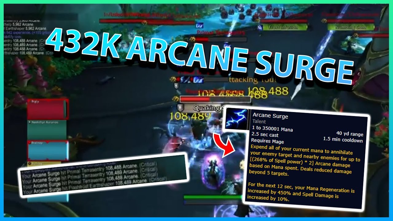 NEW SPELL ARCANE SURGE CRITS FOR 432K DAMAGE ?!?!|Daily WoW Highlights ...