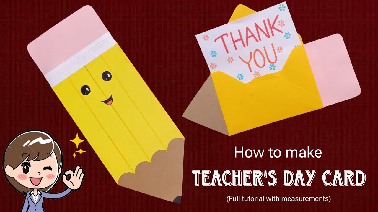 How to make a Pencil card for Teacher | No dies needed |Teacher's Day ...