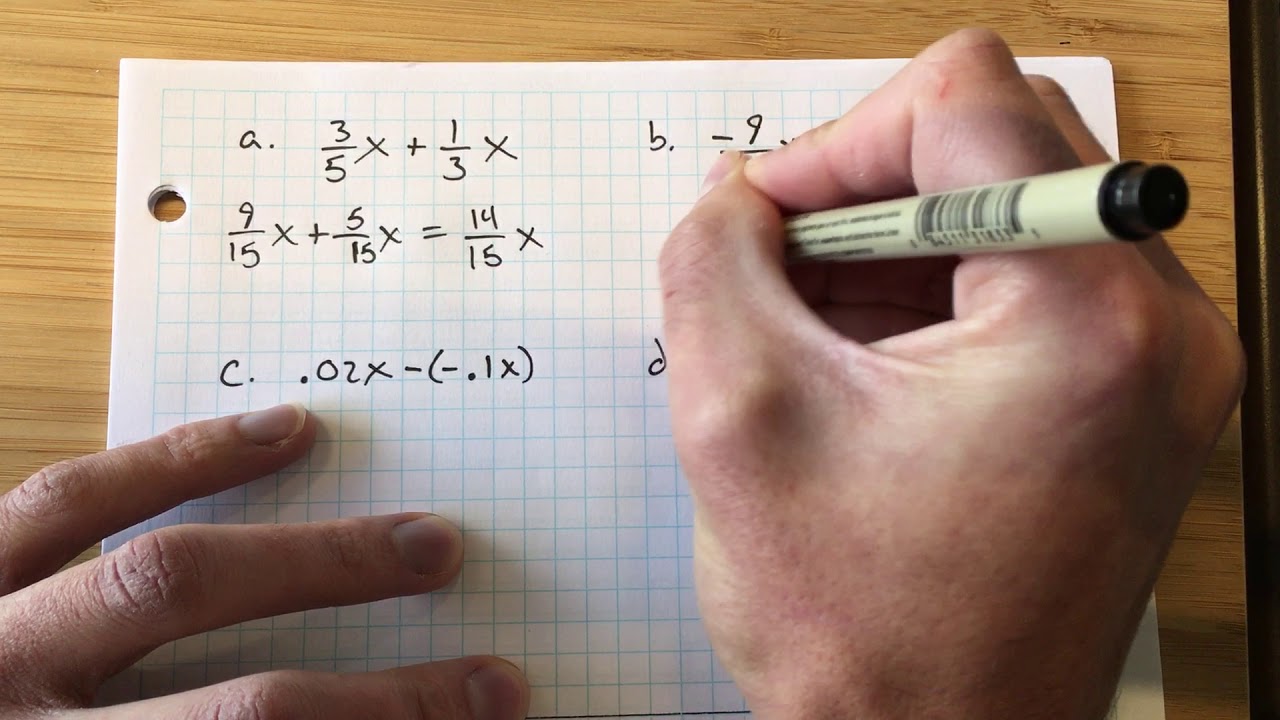 Combining Like Terms w/ Rational Numbers - YouTube