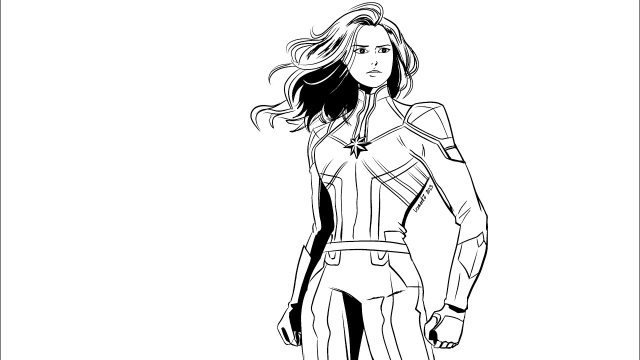 CAPTAIN MARVEL Line Art #captainmarvel #marvel #avengers #marvelstudios ...