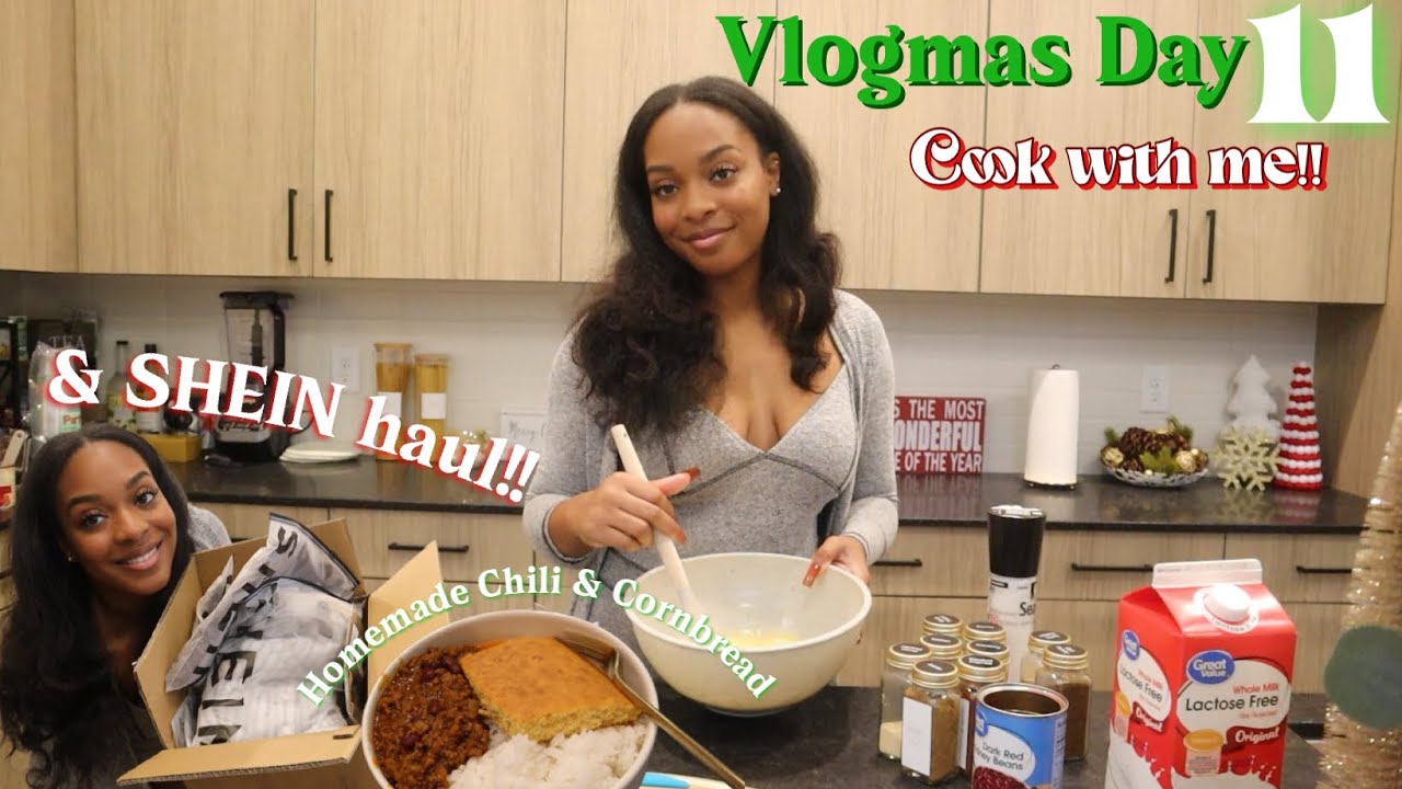 Cook With Me!! Homemade Chili & Cornbread + SHEIN Haul | Vlogmas Day 11 ...