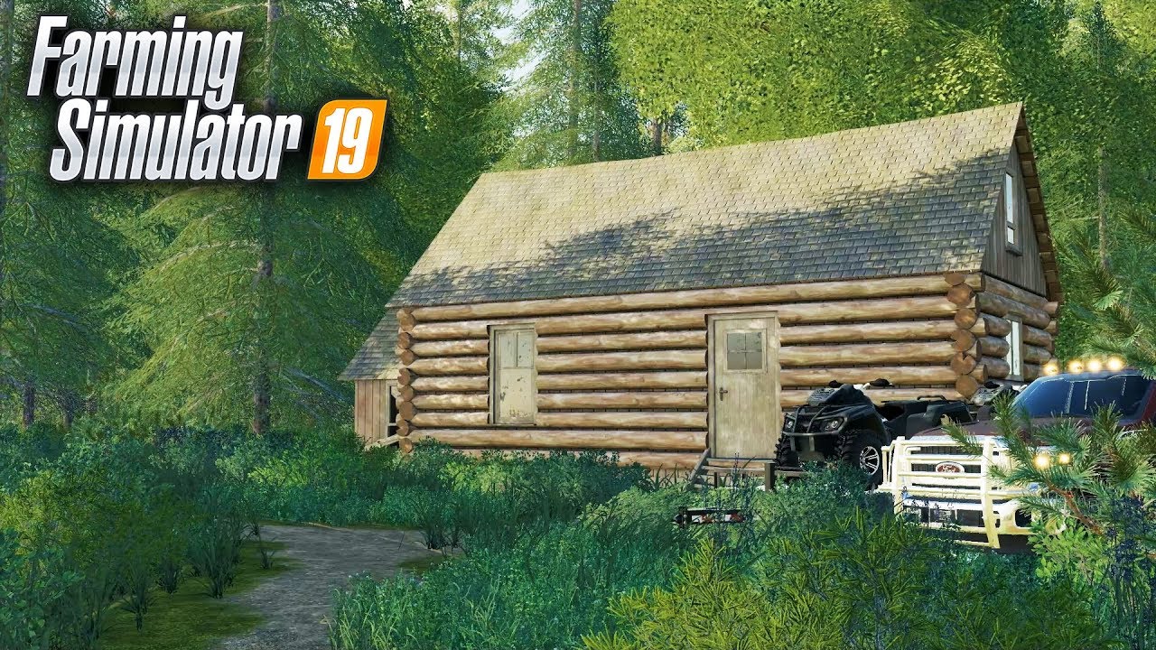 FS19- BUILDING A CAMPING LODGE! ADDING LOG CABIN, CLEARING TRAILS ...