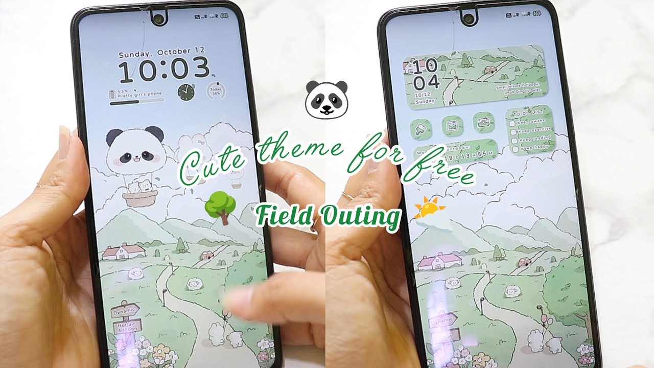 Cute phone theme for free 🐼🌳⛅ Make your phone aesthetic Android theme ...