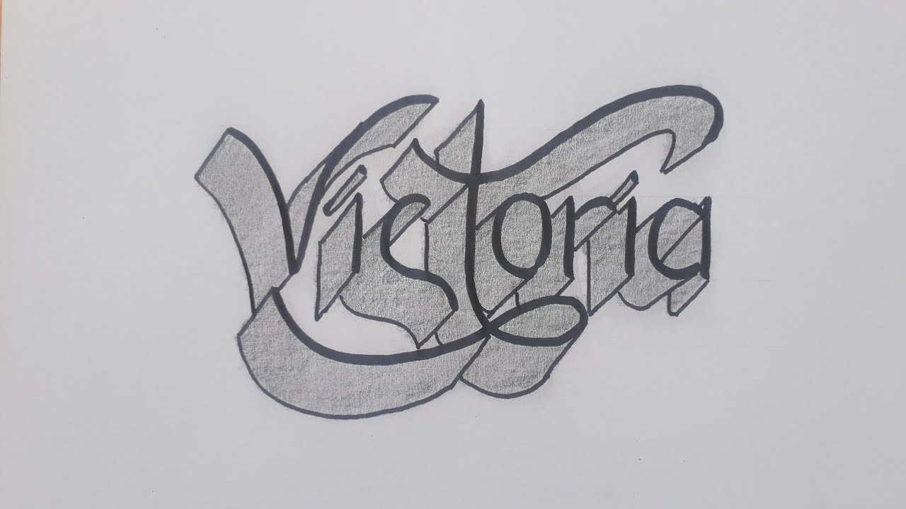 How To Draw 3d Name Victoria On Paper / Drawing Calligraphy Easy Art ...