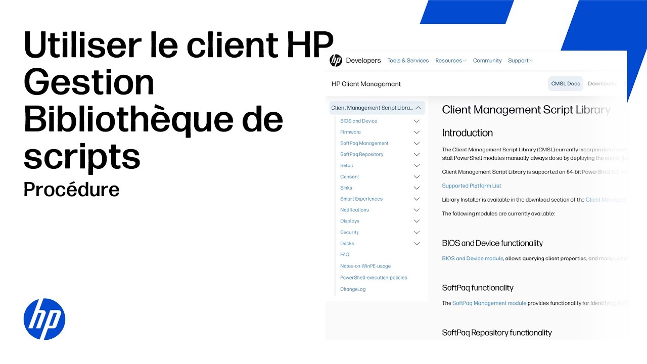 Comment utiliser la bibliothèque de scripts de gestion client HP (CMSL) | HP Support - YouTube