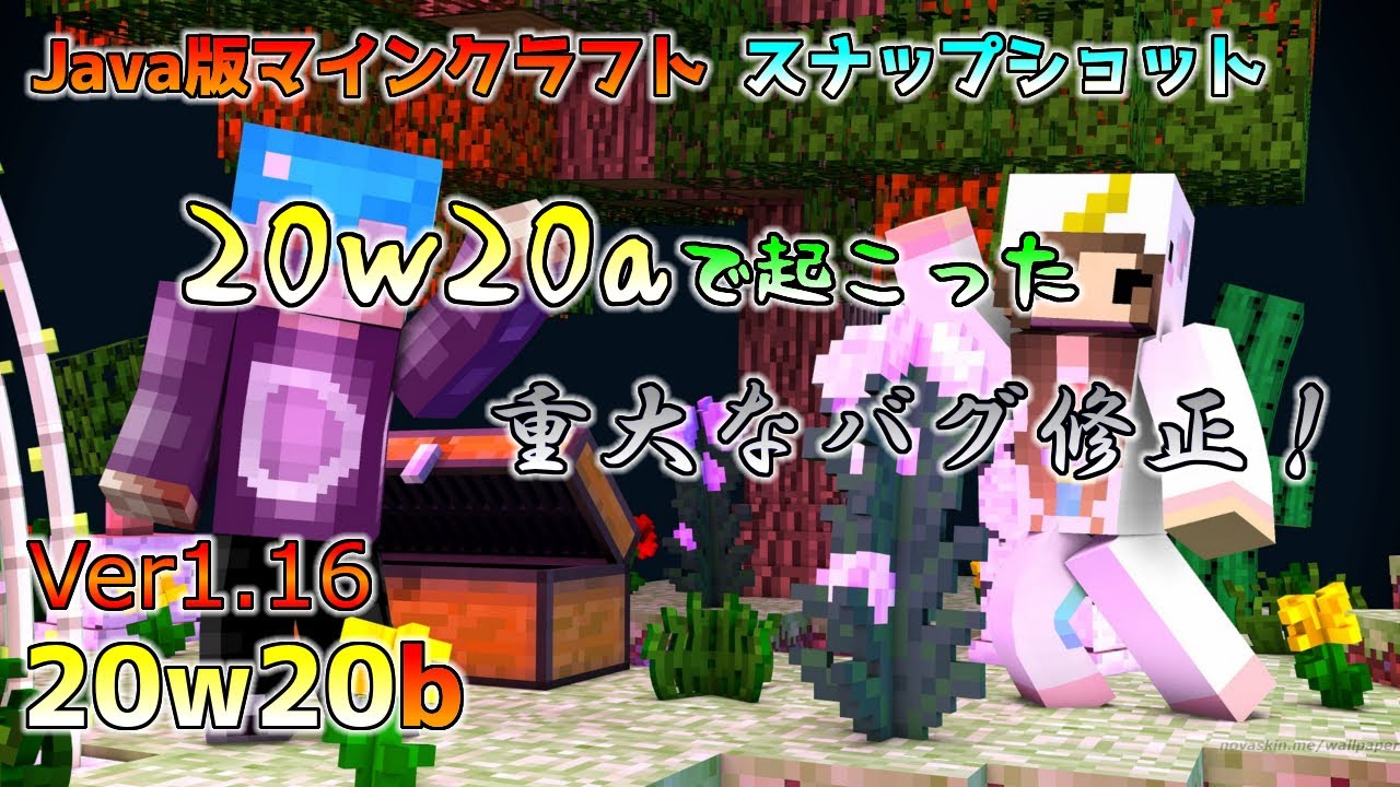 [Java版マイクラ]Ver1.16 20w20aで起こっていた重大なバグ修正！今後のアップデート情報 20w20b - YouTube