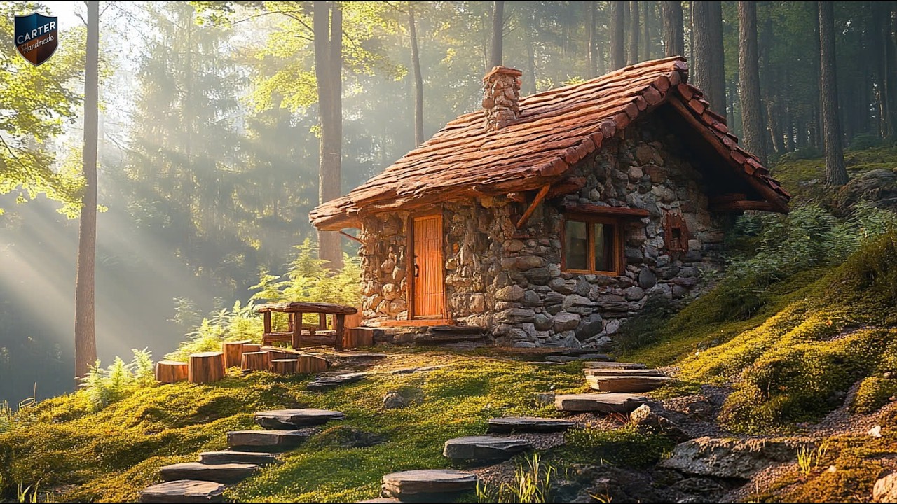 Crafting a Natural Wooden House in the Heart of Nature - YouTube