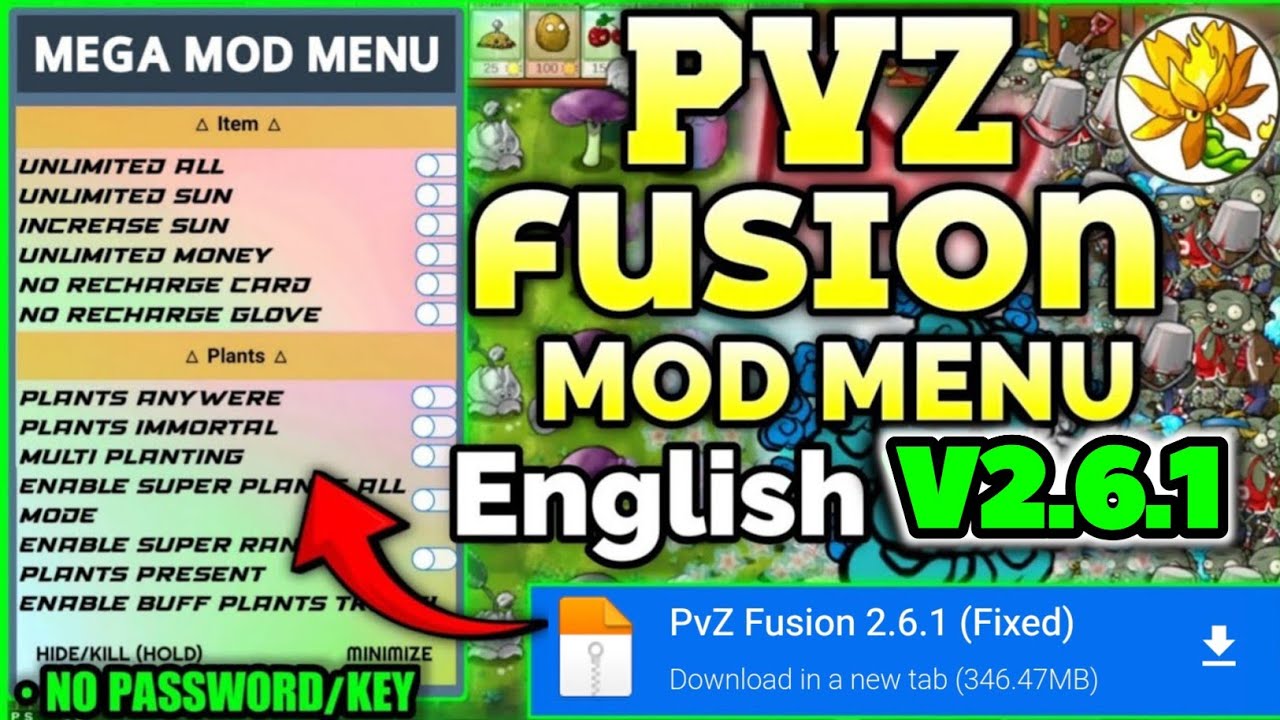 [ENGLISH]: Pvz Fusion Mod Menu 2.6.1 English || No password | No key ...