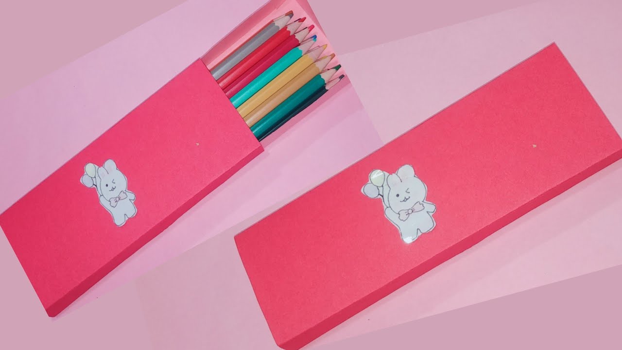 Cute paper pencil box 🎁 / paper craft ideas / how to make pencil box ...