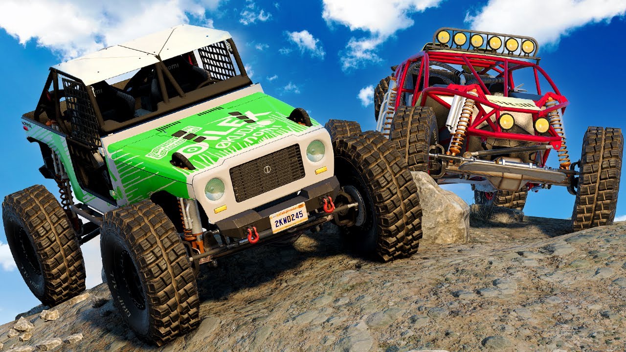 NOOB VS PRO? Surviving a BIG Mountain in Rock Crawlers in BeamNG Drive ...