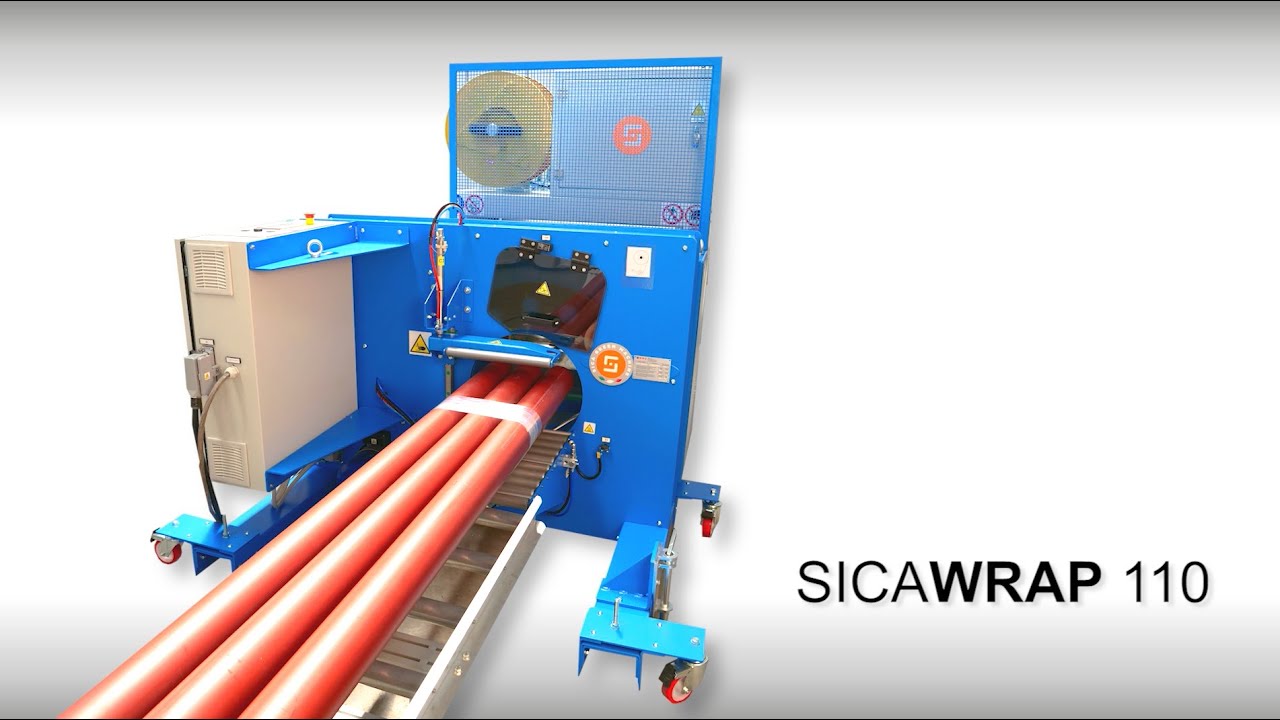 Sica SicaWrap 110 pipe packaging machine with film - YouTube