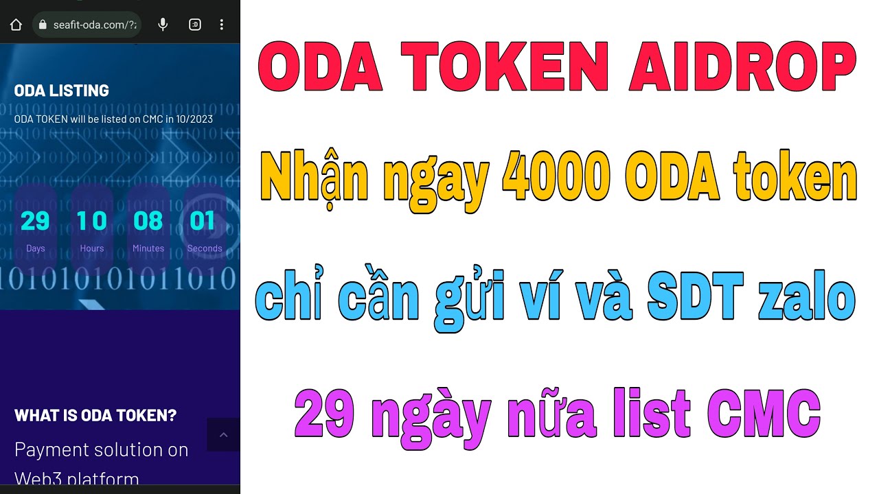 ODA TOKEN AIDROP, NHẬN NGAY 4000 ODA TOKEN THÁNG 10 LIST SÀN - YouTube