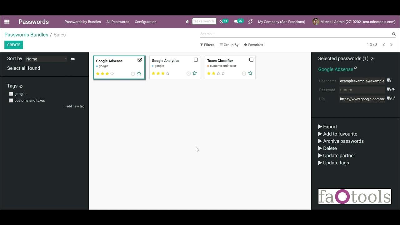 Odoo Password Manager v14 by faOtools overview - YouTube