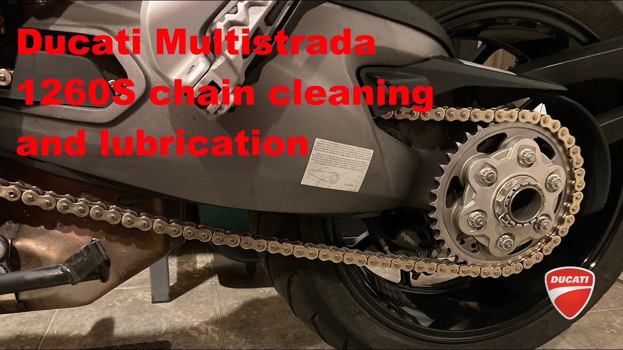 Ducati Multistrada 1260S chain cleaning and lubrication - YouTube