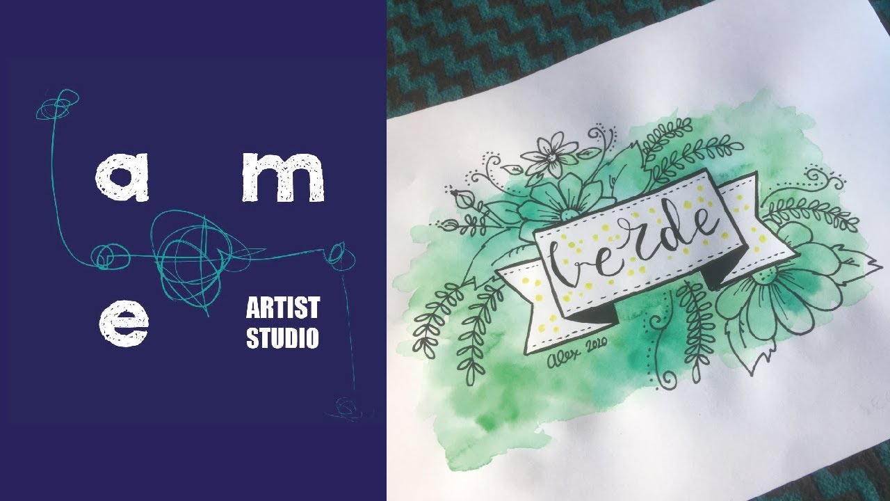 Título Verde con Flores - Acuarelas y Lettering - YouTube