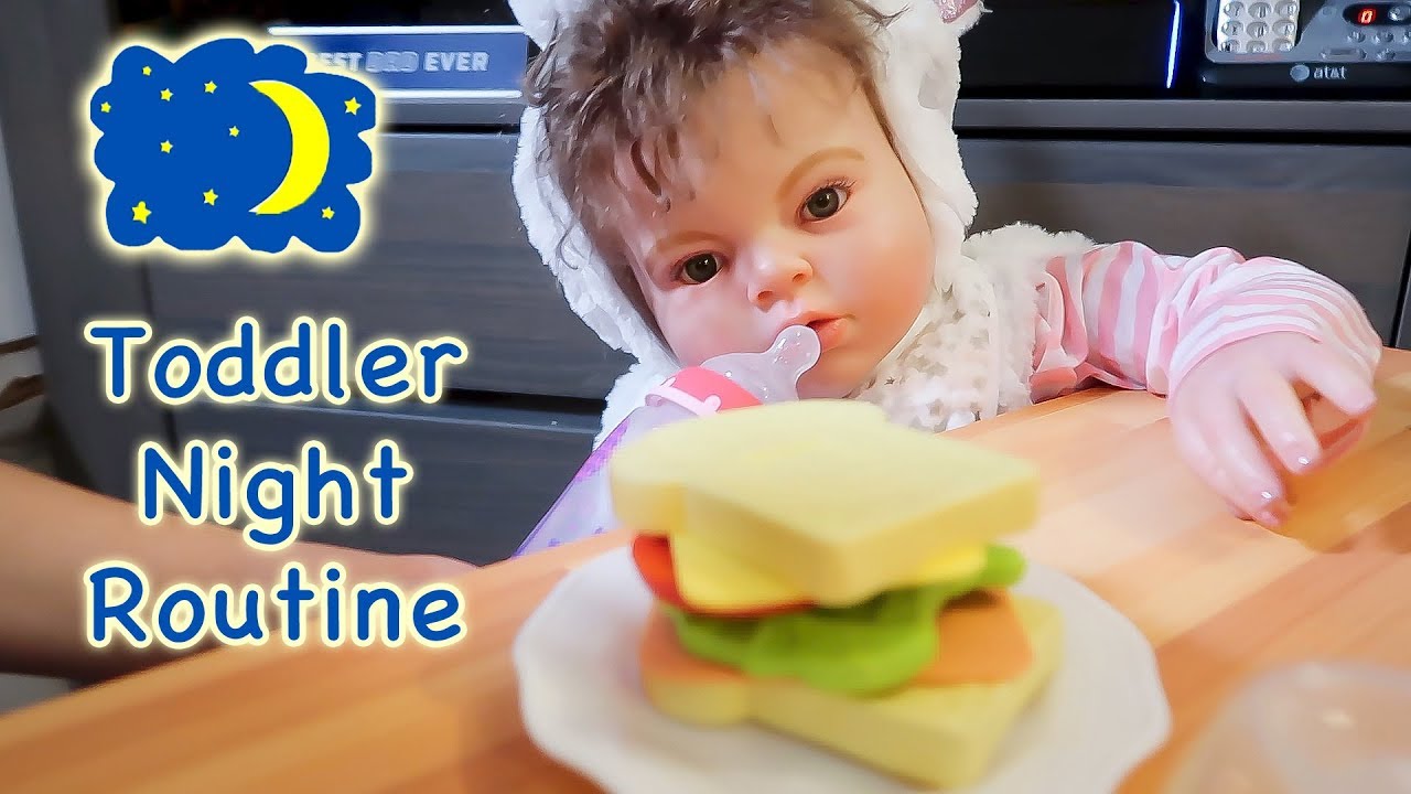 Night Time Routine with Reborn Toddler Doll in Play Kitchen - YouTube