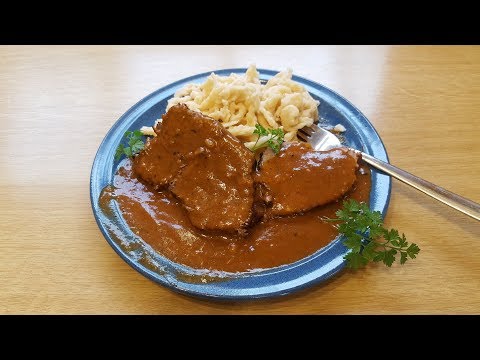Sauerbraten, Schmorbraten/ Rinderbraten mit Dinkelspätzle und Soße