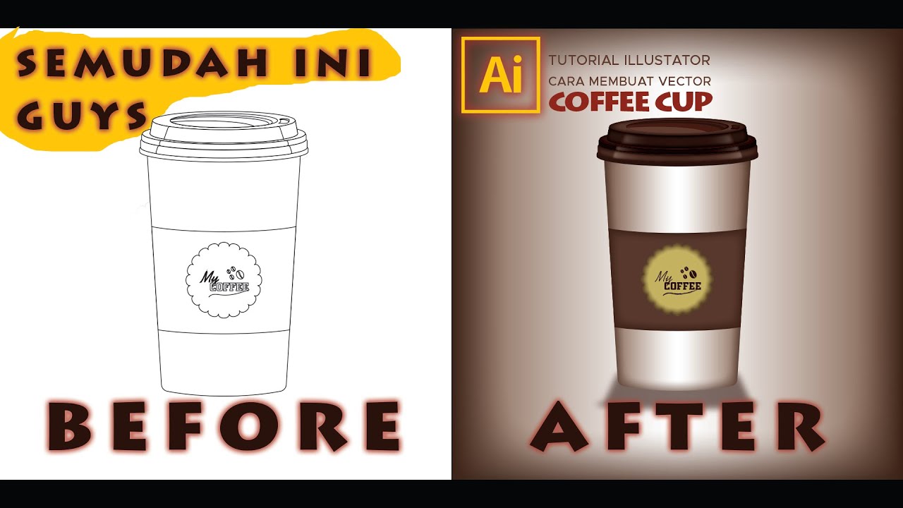 Cara Membuat Desain Cup Coffe - Tutorial Illustrator - Free Download ...