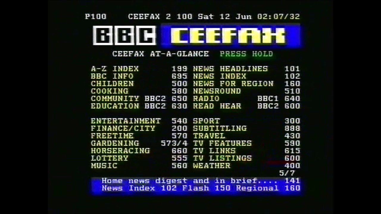 BBC2 Ceefax (P100 Marathon)! Sat 12 Jun 1999 - Choco Coca - YouTube