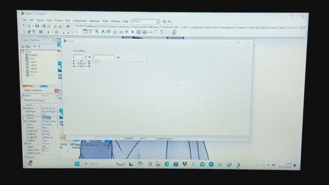 A410190081_Tugas Video_Program Delphi_Faktorial, Permutasi, Kombinasi_Praktikum Pemrograman ...