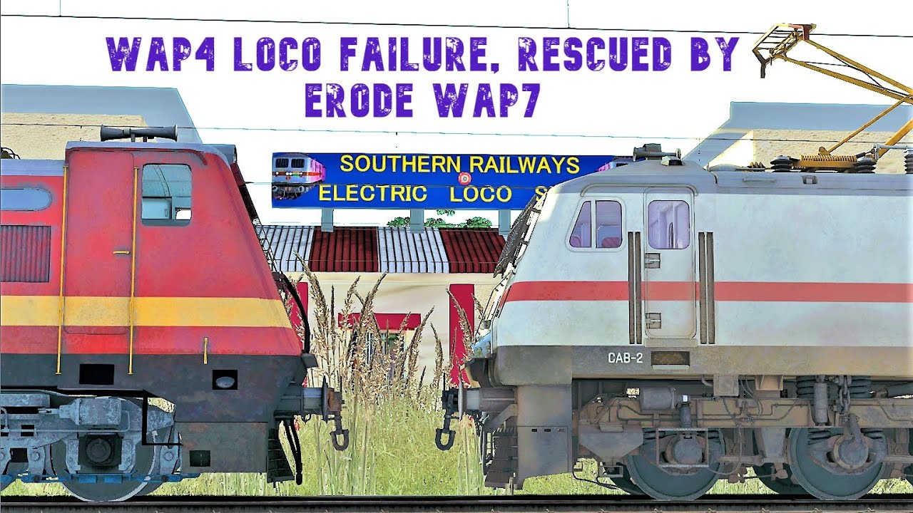 Yercaud Express Loco Failure rescued by WAP7 | Indian Train Simulator ...
