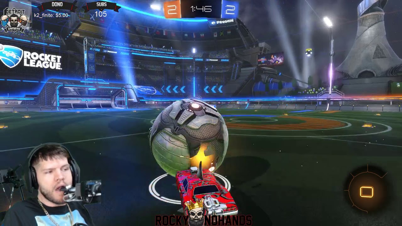 RockyNoHands returns to a rocket league match - YouTube