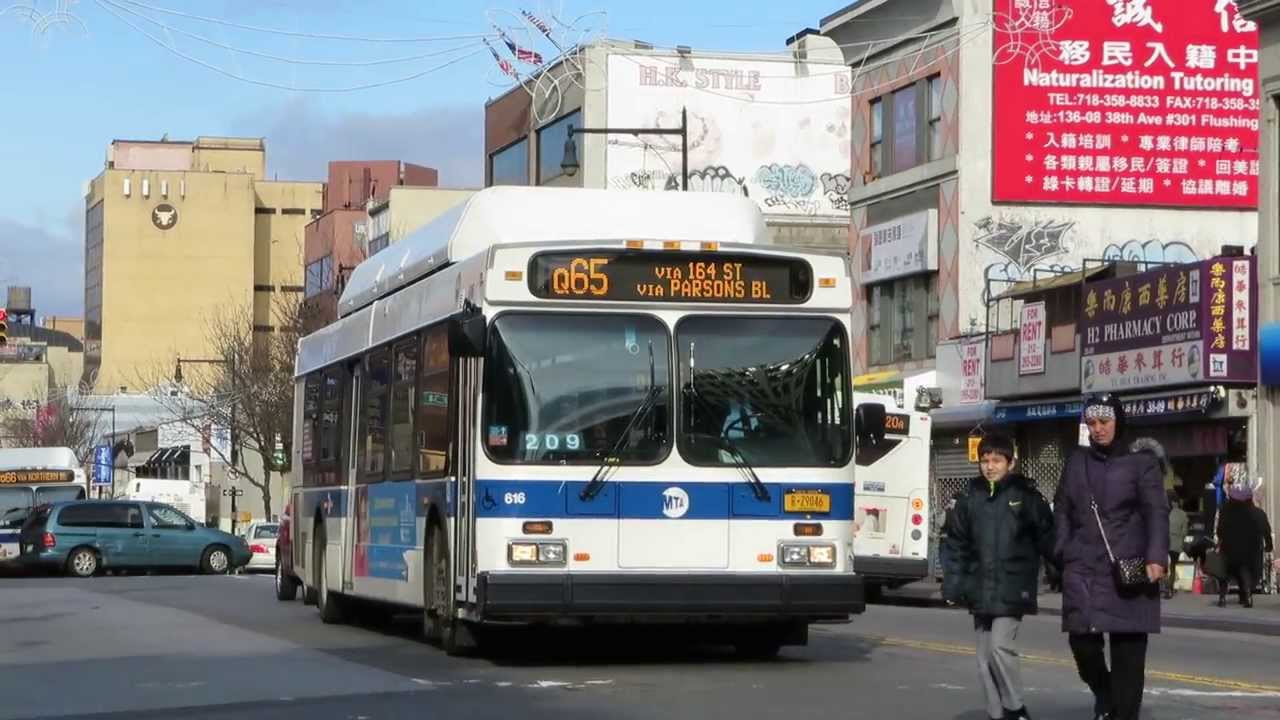 MTA Bus: Jamaica Bound C40LF 616 Q65 at Main St/39 Av(First 1080p Video ...
