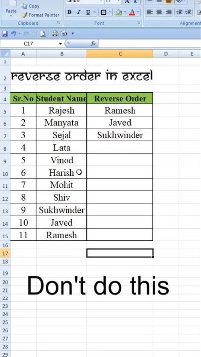 How to reverse Order in Excel | Reverse Any List in Seconds! #excel #shorts #exceltips - YouTube