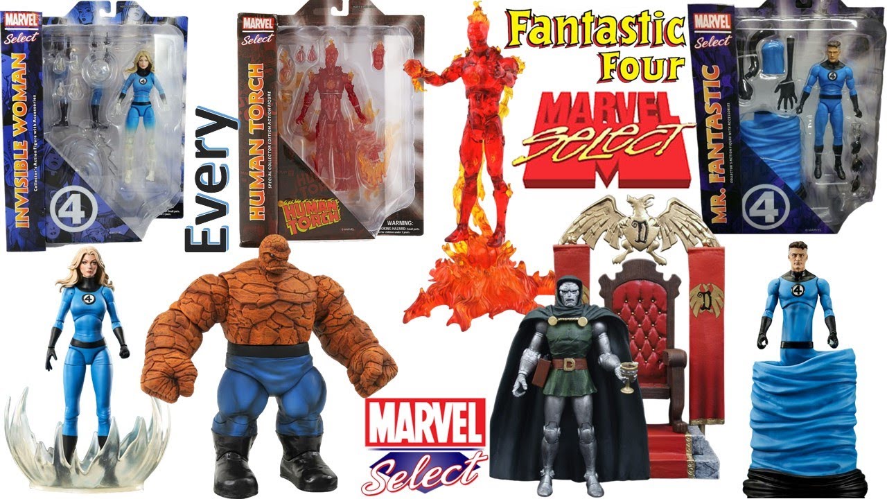 Every Marvel Select Fantastic Four Comparison List - YouTube