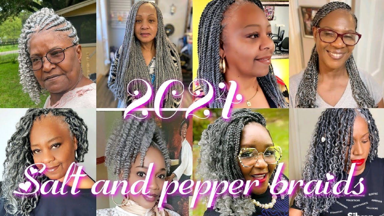 latest salt and pepper braided hairstyles compilation for older women/# ...