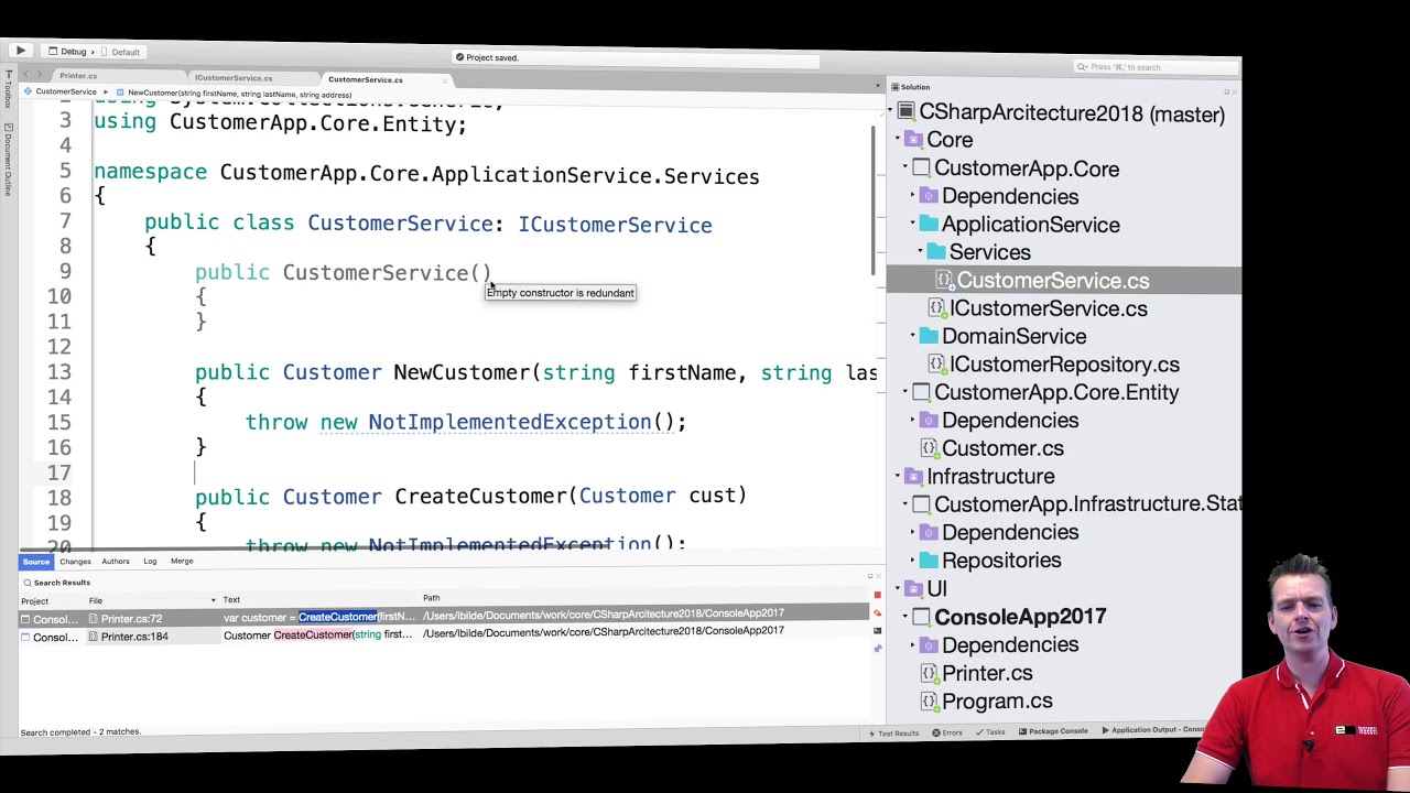 C Cleanarchitecture And More With Net Core 2018 S2p19 Implement Service And Constructor Di