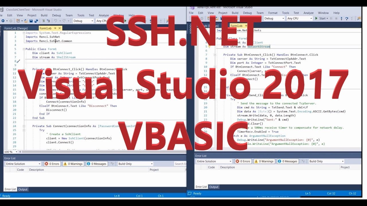 NE #69 How to code SSH.NET Client in Visual Basic 2017: Cisco CLI GUI - YouTube