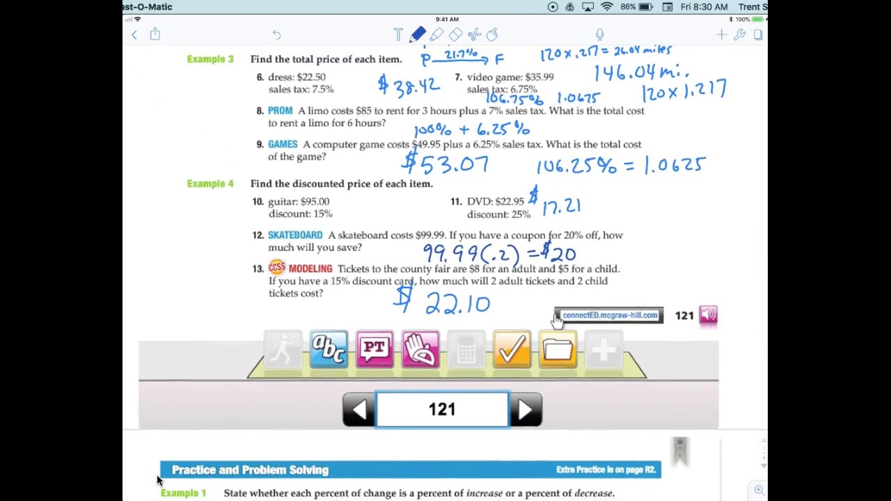 7th grade Algebra 1 Section 2-7 part 2 - YouTube