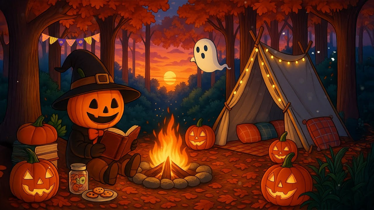 Magical Pumpkin Camp ⛺🎃 Lo-fi Halloween Chill Ambience - YouTube