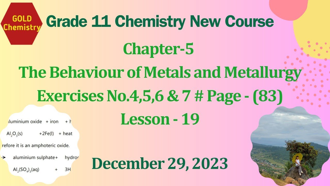 Chemistry Grade 11 New Course Chapter- 5 Exercises No. 4,5,6 & 7 - YouTube