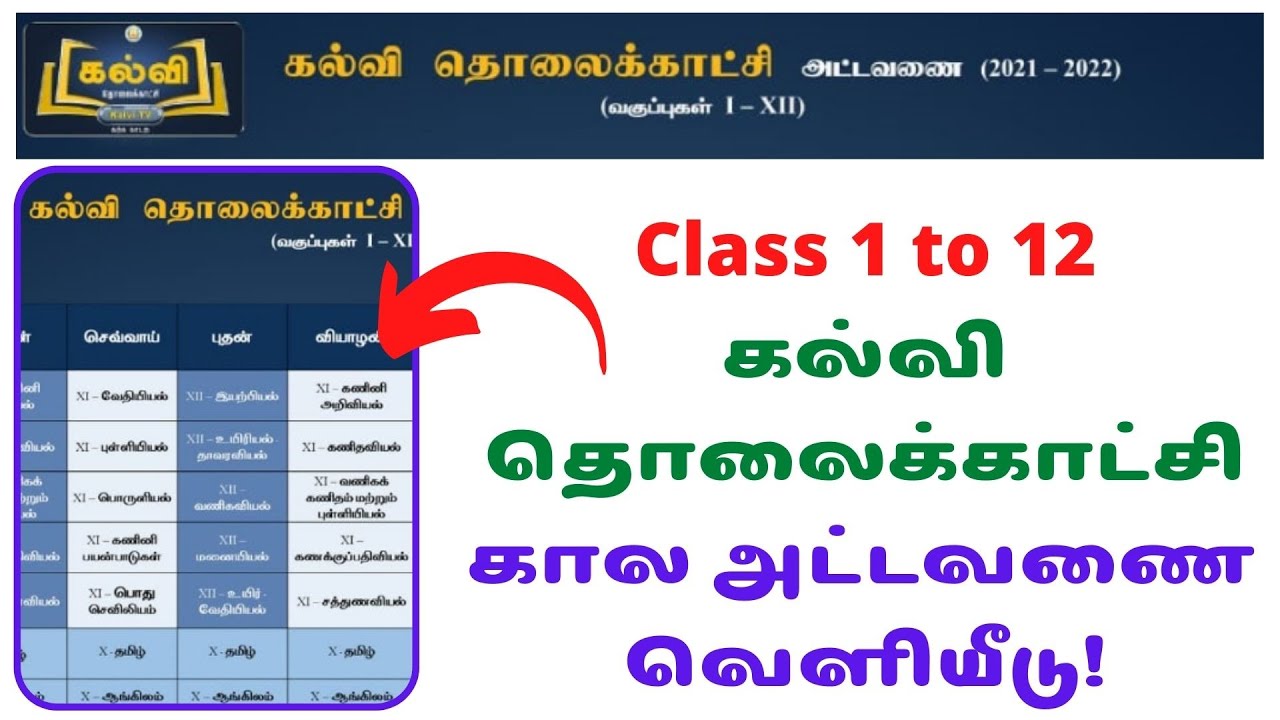 Kalvi TV NEW Time Table 2021-2022 - YouTube