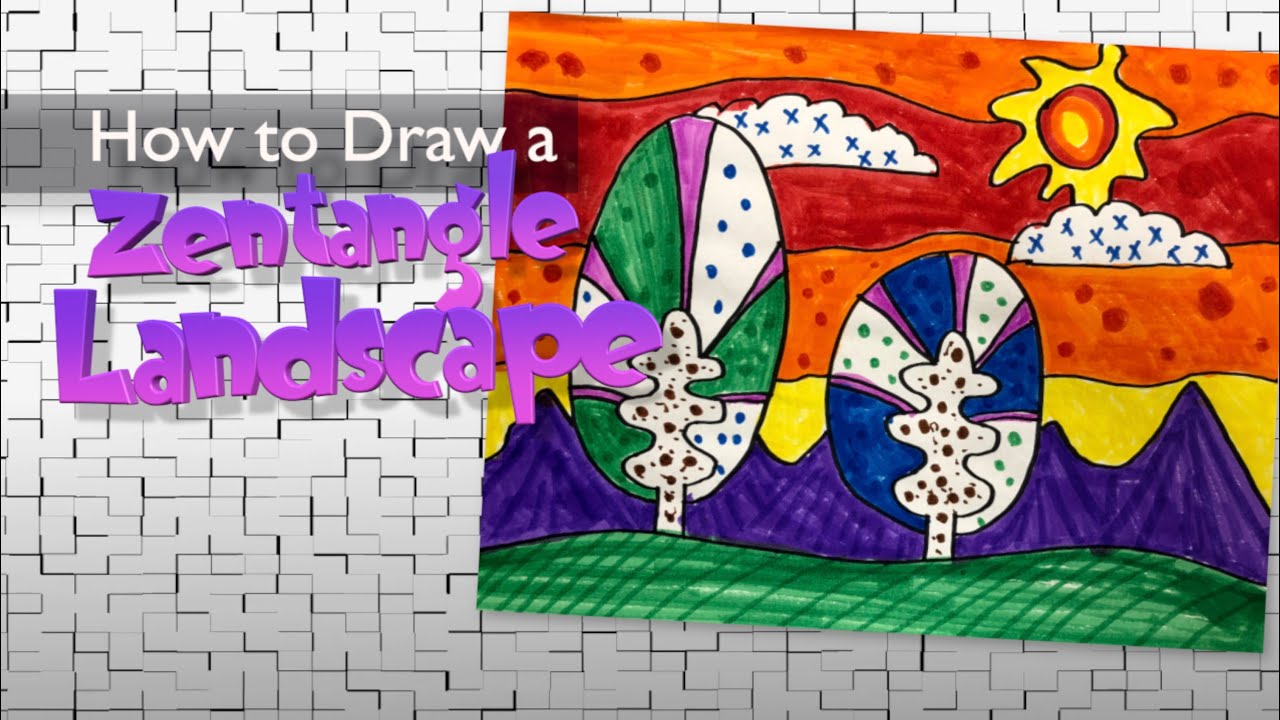 How to Draw a Zentangle Landscape 🎨 Art History 🎨 Art for Kids 🎨 ...