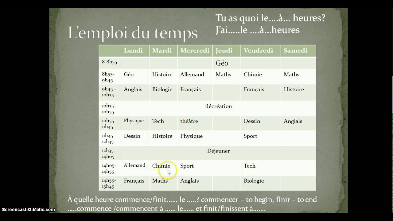 French les matières scolaires - school subjects part 2 - YouTube