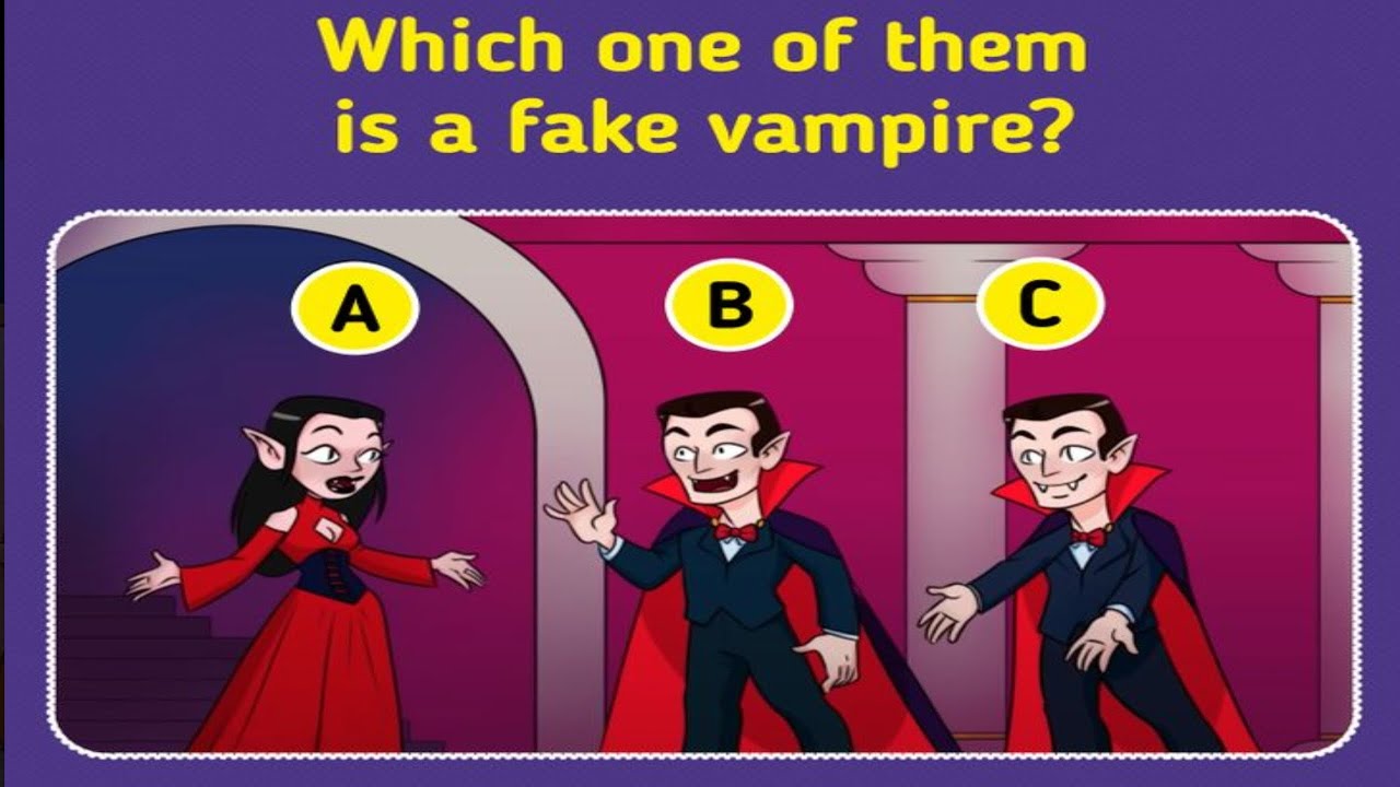 Guess which one of them a fake vampire | IQ test | brain test| riddle ...