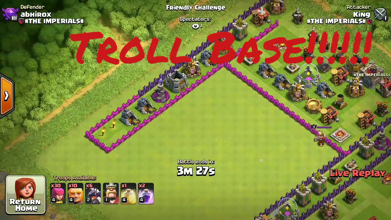 Coc troll base!! - YouTube
