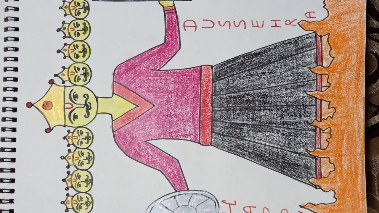 Dussehra drawing/Very easy drawing for kids/Happy dussehra/Ravan dehan ...