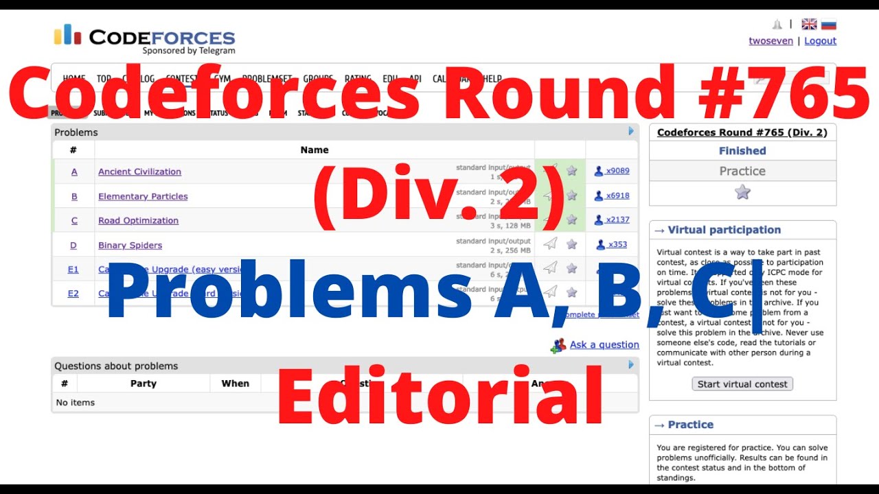 Problem A, B, C | Codeforces Round #765 (Div. 2) | Video Editorial | #Codeforces - YouTube