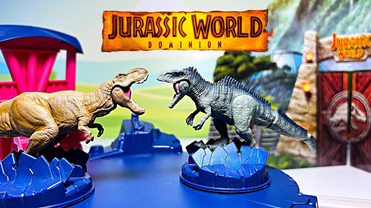 Jurassic World Dominion Dinosaur Toys Battles! GIGA vs TREX, Spino VS ...
