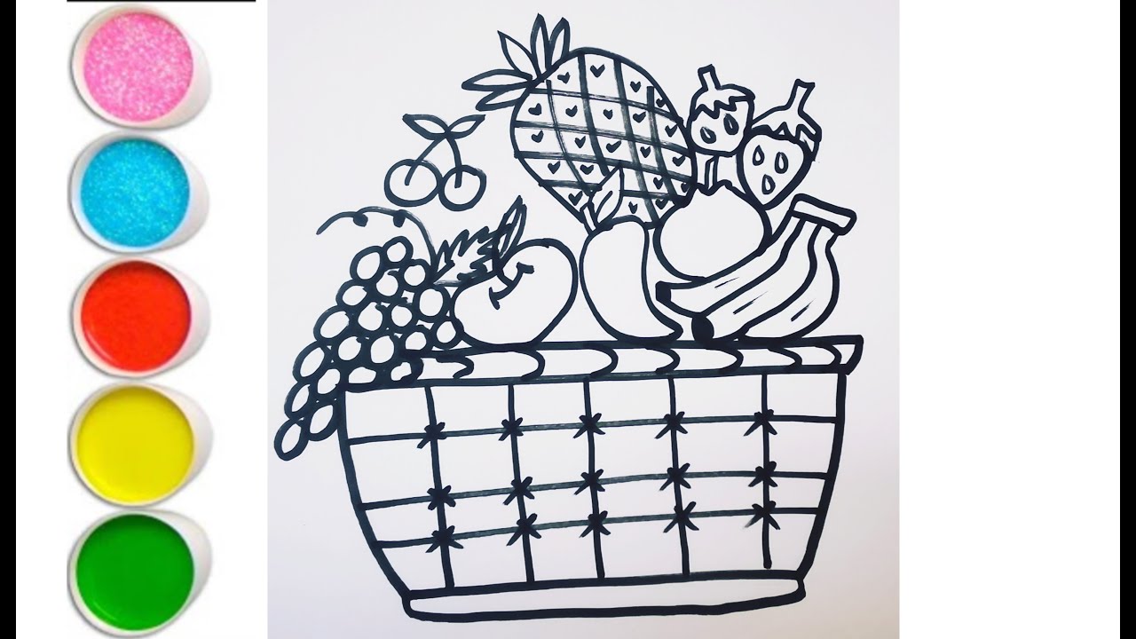 How to draw Fruits Basket easy step by step |fruit drawing easy ...