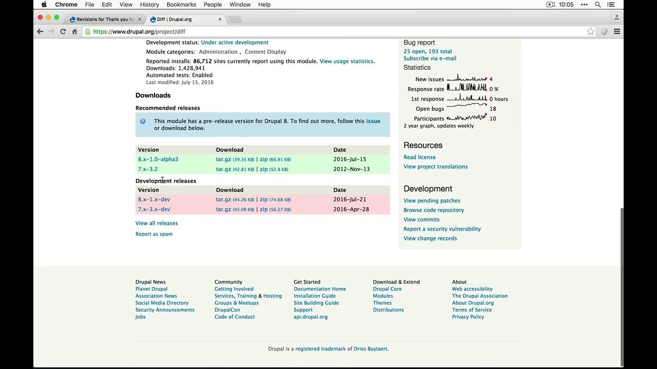 161. How to use the Diff module to see the differences between content ...